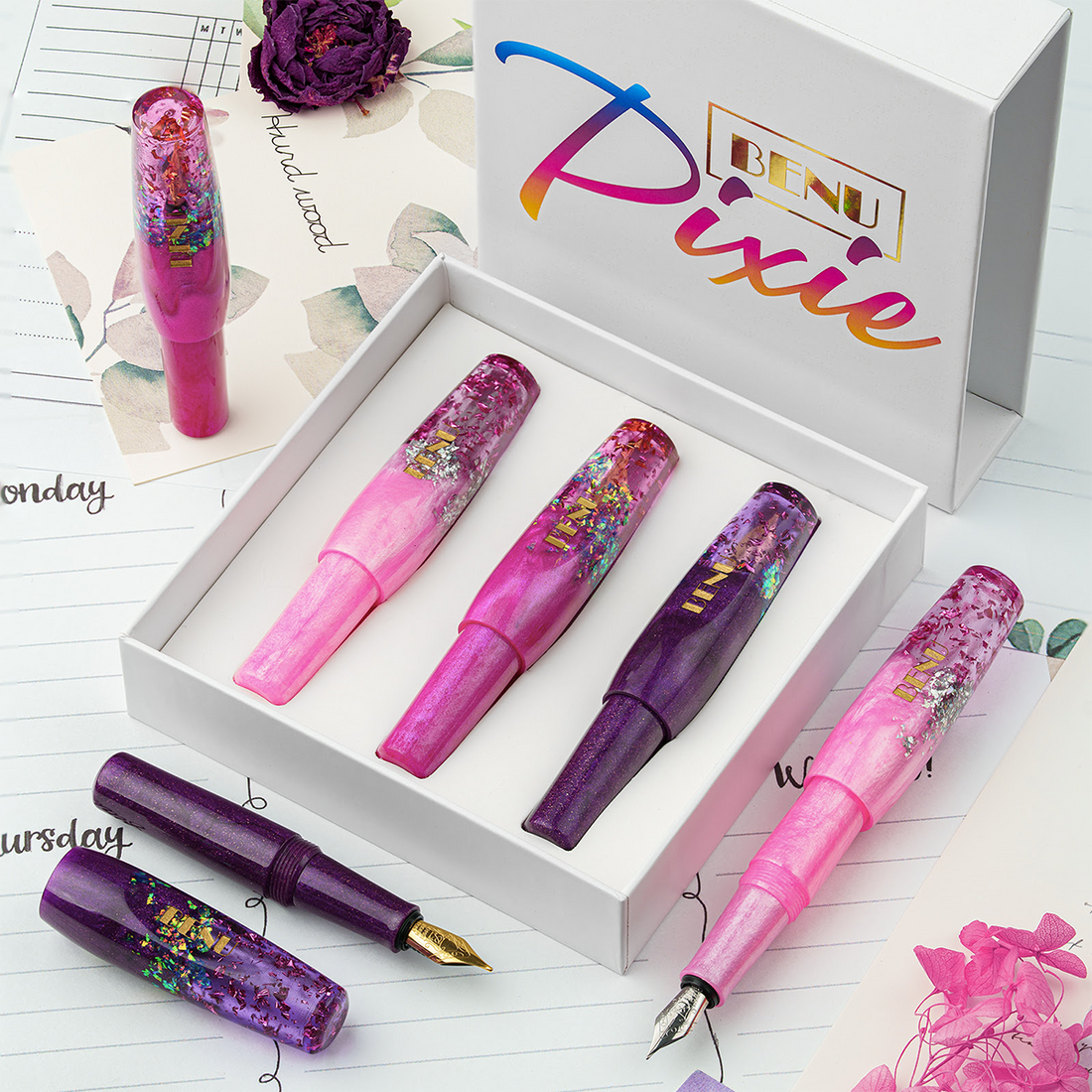 Benu Magenta Madness – Pixie Collection Fountain Pen Set | Pen Boutique