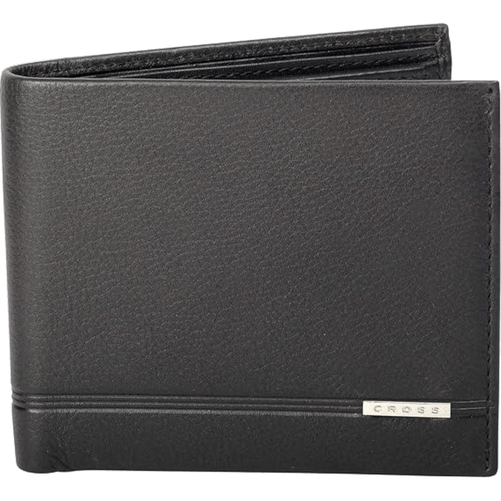 Cross Bi-fold Coin Wallet - Black