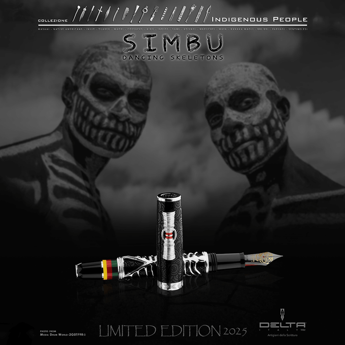 Delta Indigenous People Fountain Pen - Simbu Dancing Skeletons - Black