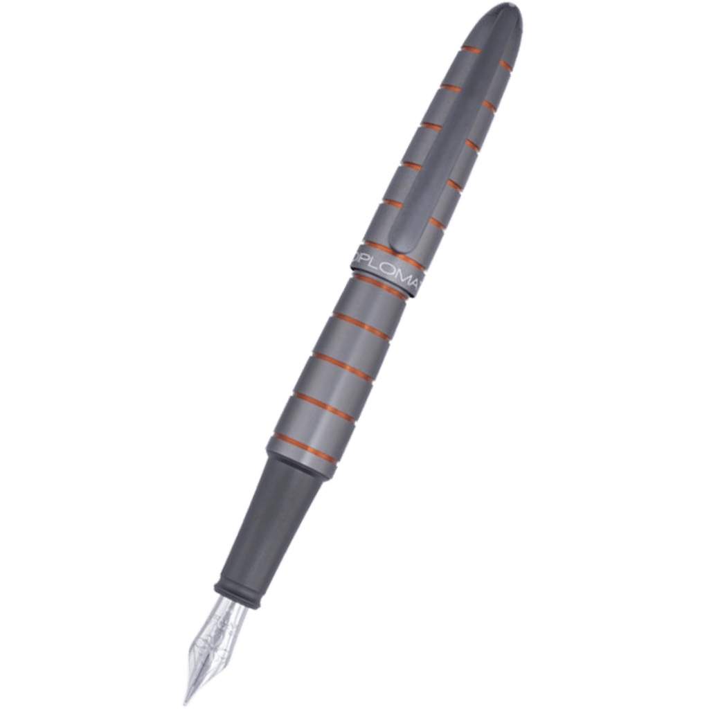 Diplomat Elox Ring Fountain Pen - Grey/Orange - Steel Nib