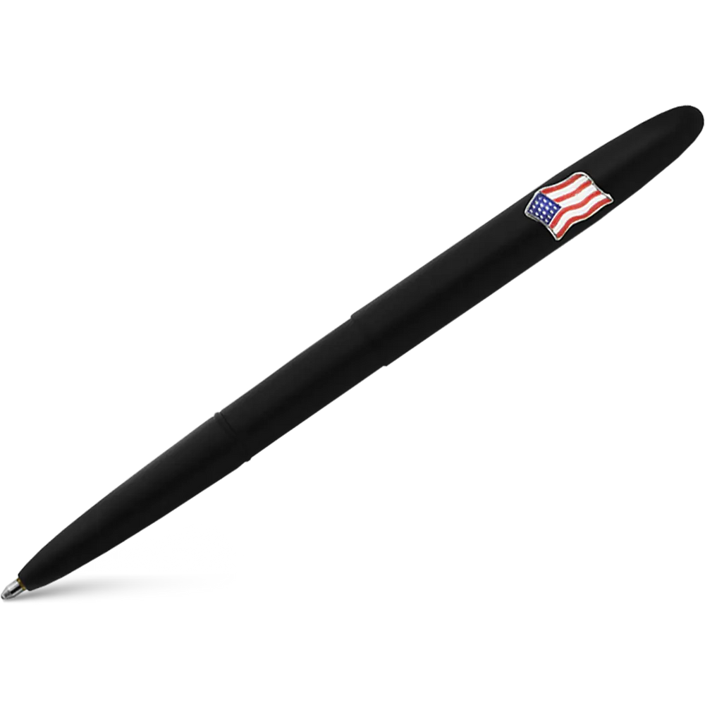 Fisher Space Pen Matte Black Bullet with American Flag Ballpoint Pen