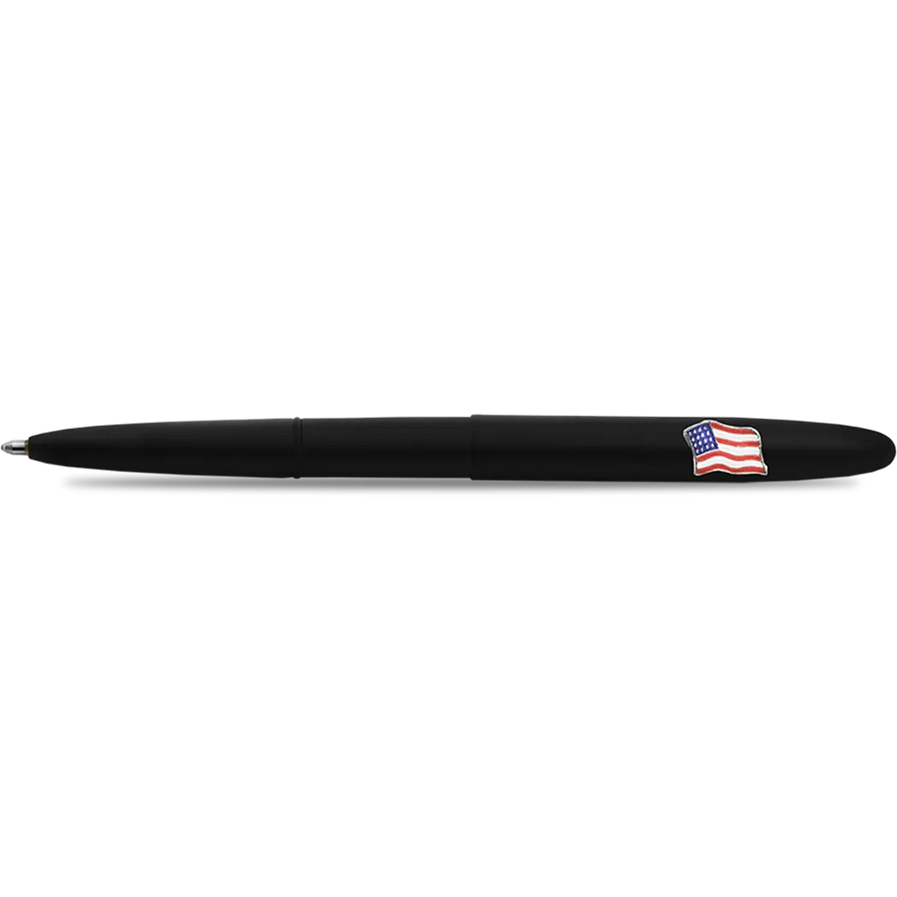Fisher Space Pen Matte Black Bullet with American Flag Ballpoint Pen