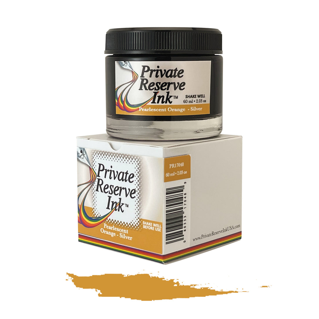 Private Reserve Pearlescent Ink Bottle - Orange/Silver - 60ml