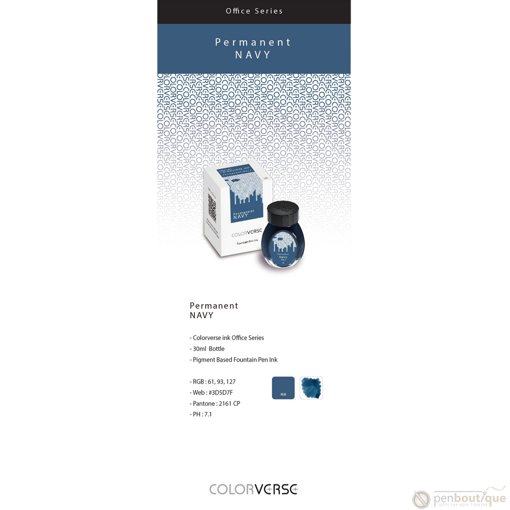Colorverse Ink - Office Series - Permanent Navy - 30ml - Pen Boutique Ltd