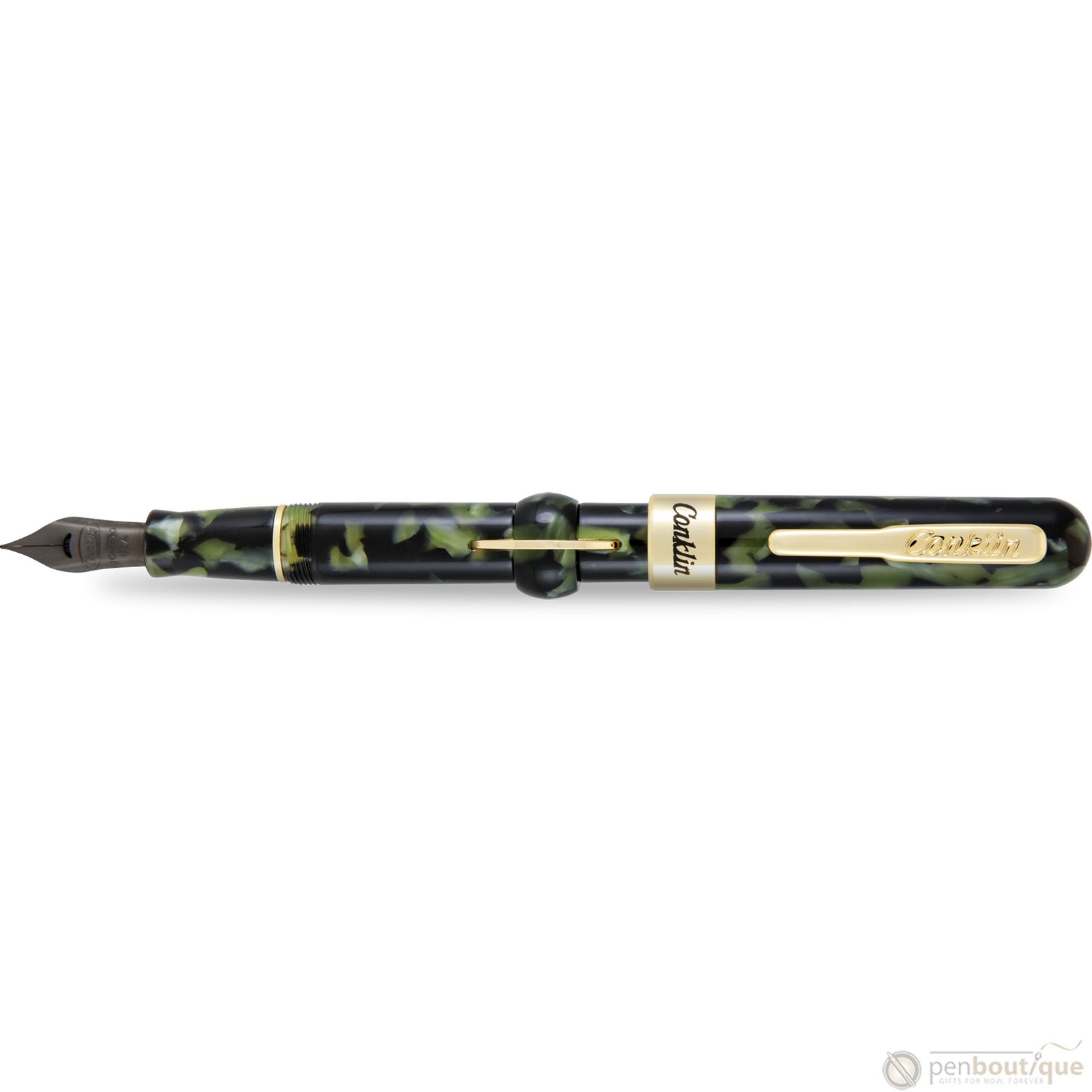 Conklin Mark Twain Crescent Filler Fountain Pen - Vintage Green - Gold