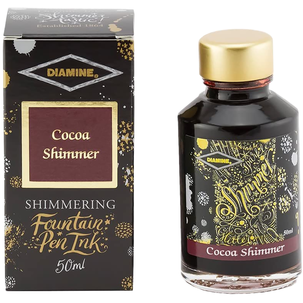Diamine Shimmer Ink 50 ml Cocoa Shimmer - Gold shimmer - Pen Boutique Ltd