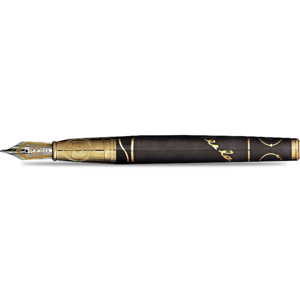 David Oscarson Tesla Fountain Pen - Translucent Black - Gold Trim - Pen ...