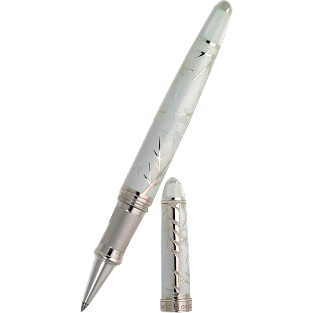 David Oscarson Winter Rollerball Pen - Winter White & Rhodium