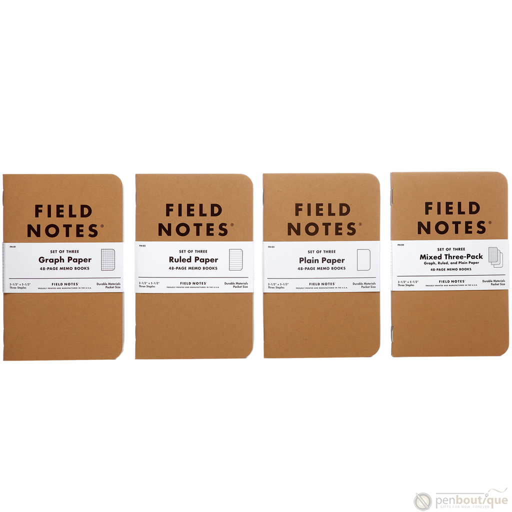 Field Notes Brand Original Plain 3-pack 3½" × 5½" - Pen Boutique Ltd