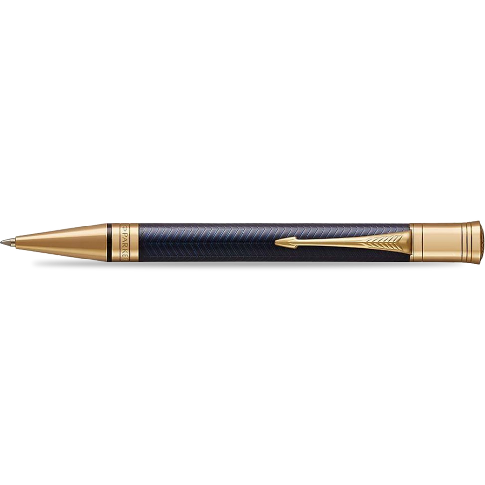 Parker Duofold Ballpoint Pen - Prestige Blue Chevron - Gold Trim