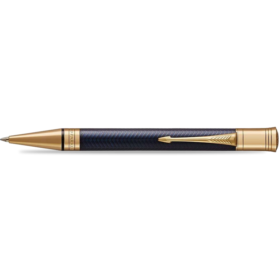 Parker Duofold Ballpoint Pen - Prestige Blue Chevron - Gold Trim