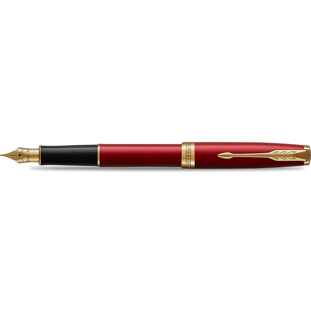 Parker Sonnet Red Lacquer with Gold Trim Fountain Pen - Pen Boutique Ltd