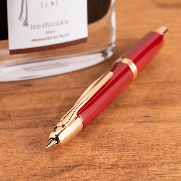 Pilot Vanishing Point Fountain Pen - Red - Gold Trim - Pen Boutique Ltd