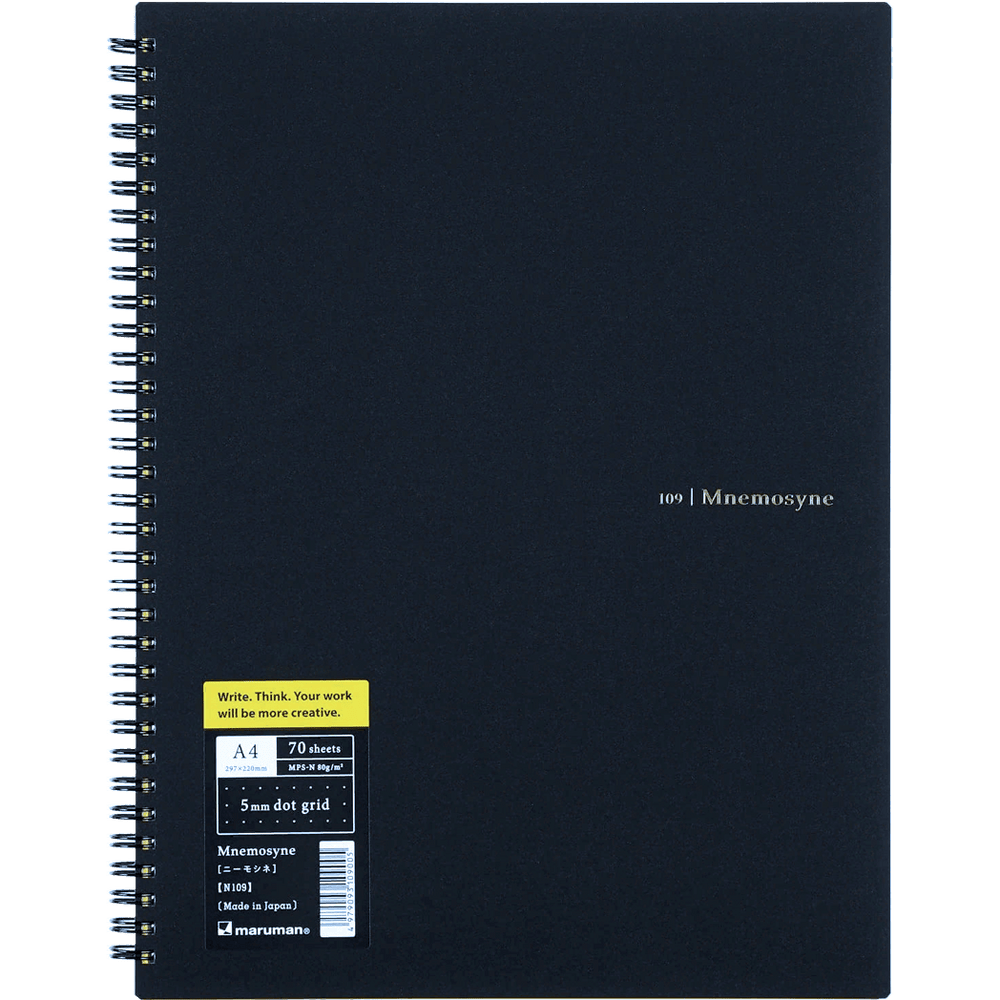 Maruman Mnemosyne Notebooks - Black - Dot - A4