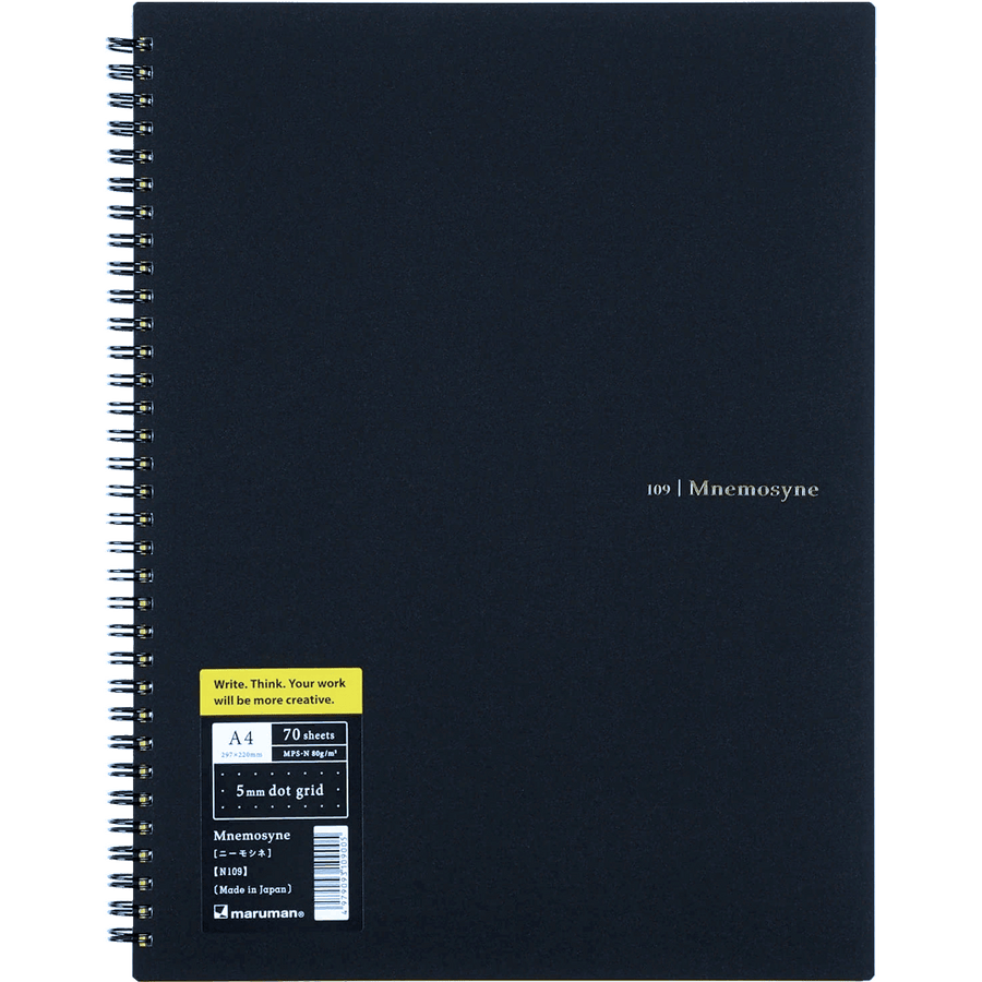 Maruman Mnemosyne Notebooks - Black - Dot - A4